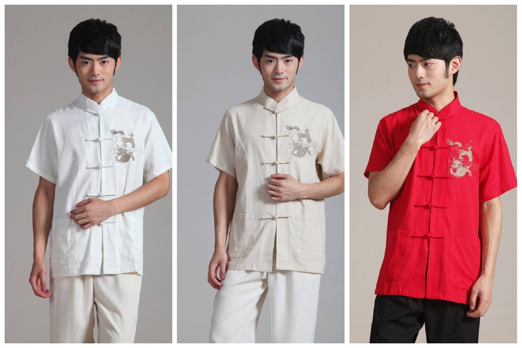 Linen Dragon Red Chinese Shirt