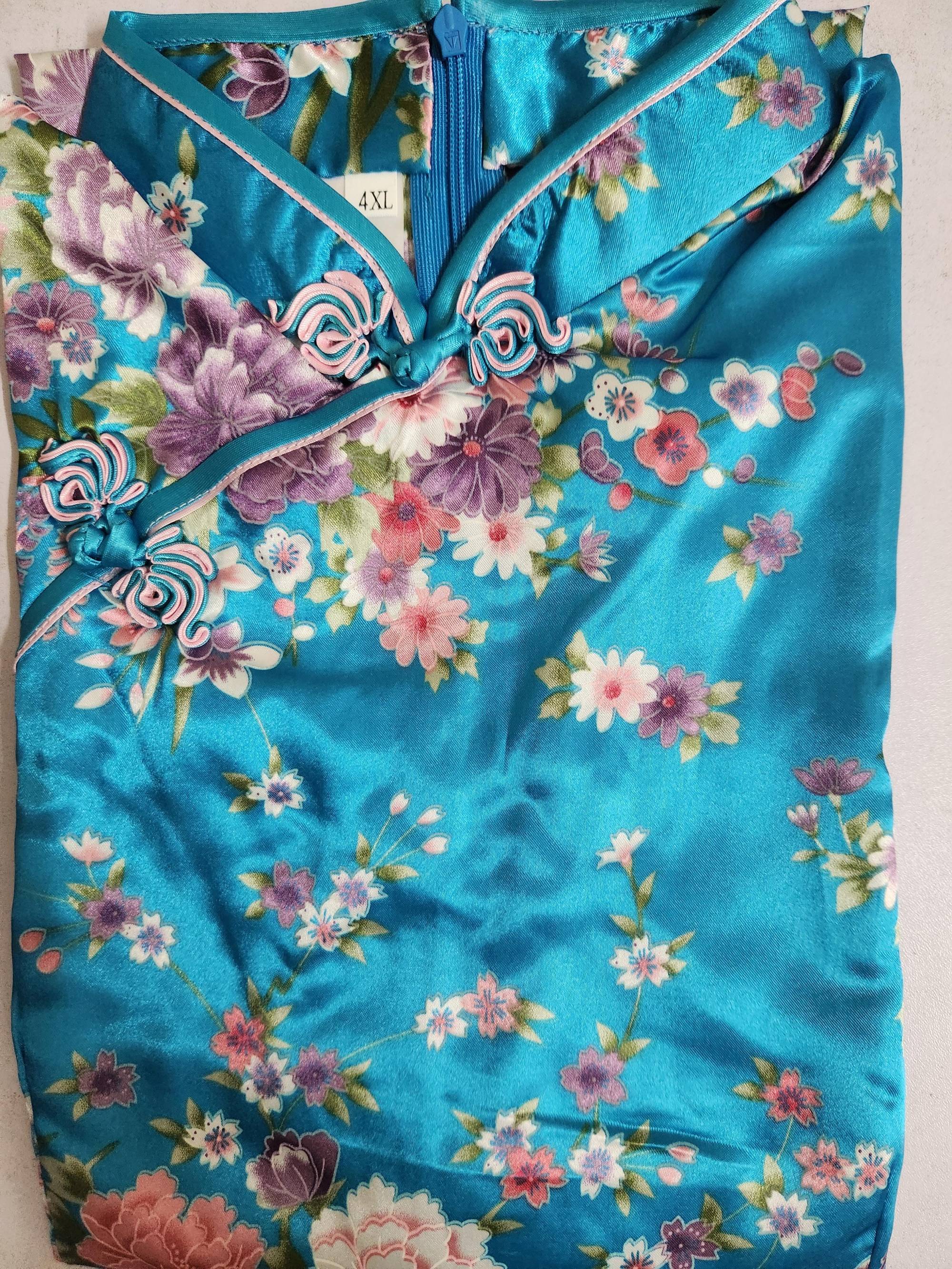 Elegant Turquoise Satin Mini Qipao
