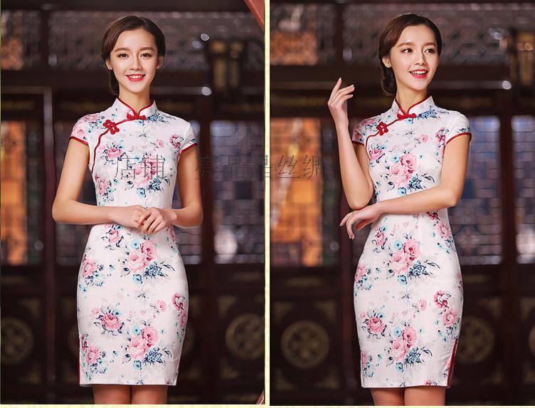 Hangzhou Stretchable Linen Mini Qipao