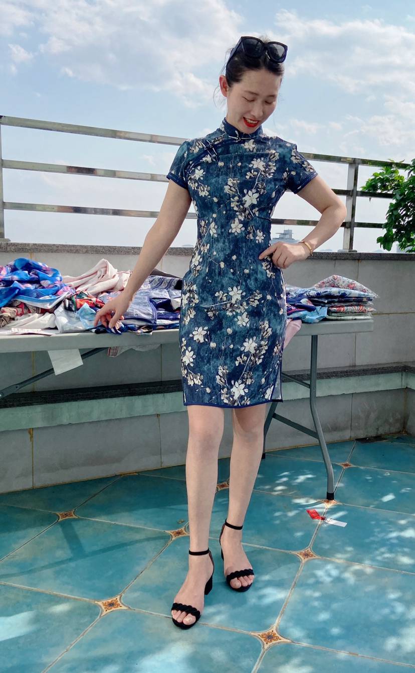 Hangzhou Linen Dark Blue Mini Qipao